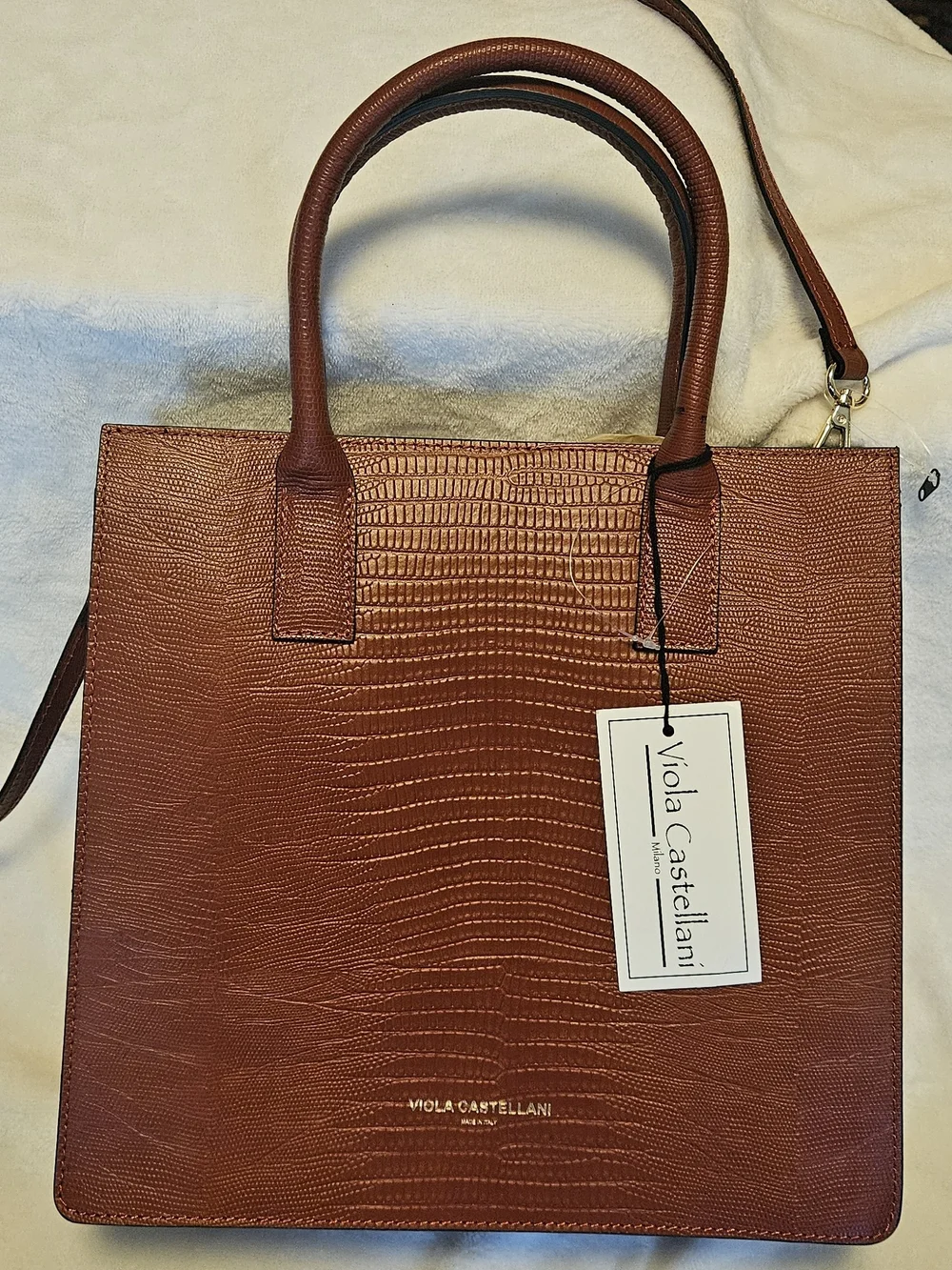Viola Castellani | Bags | Viola Castellani Brick Red Crocembossed ...